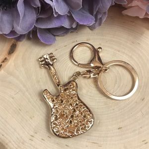 Accessories | Purple And Gold Crystal Rhinestone Guitar Keychain | Poshmark